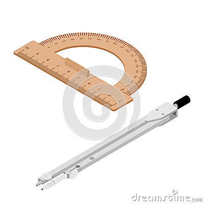 Wooden Ruler Protractor And Drawing Compass Royalty-Free Stock Image ...