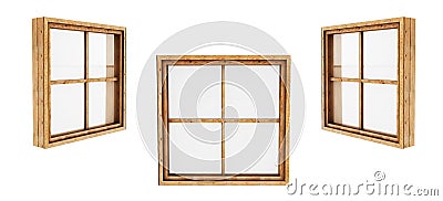 Wooden Window Closed View From Inside Isolated On White Background 3d ...