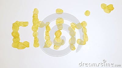 The Word Chips is Formed from Crispy Potato Slices. Stock Video - Video ...