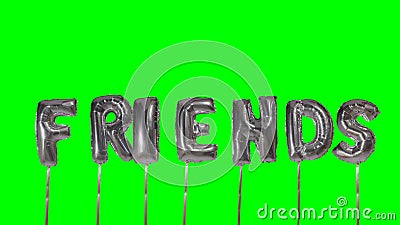 Word Friends from Helium Silver Balloon Letters Floating on Green ...