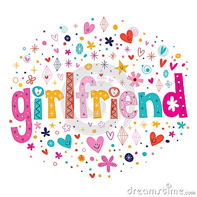 Word Girlfriend Typography Lettering Decorative Text Stock Vector ...
