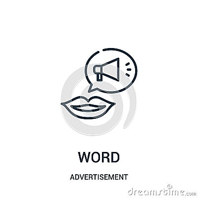 Word Icon Vector From Advertisement Collection. Thin Line Word Outline ...