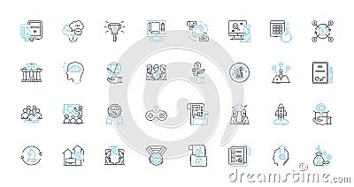 Work Environment Linear Icons Set. Productivity, Collaboration ...