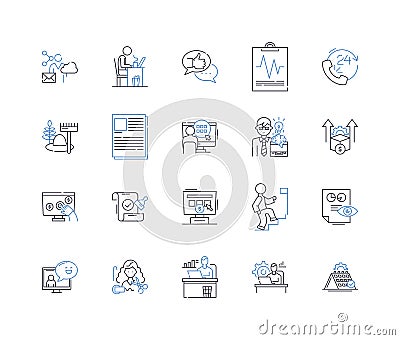 Work Evolution Line Icons Collection. Technology, Automation ...