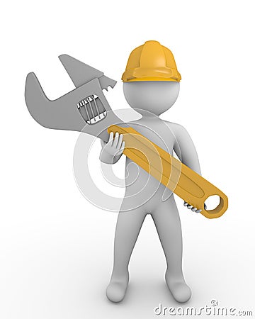 3d man with a wrench stock illustration. Illustration of hold - 24043921