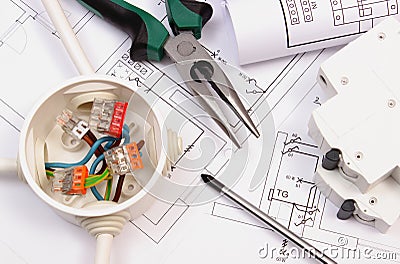 Work Tools, Electrical Box And Fuse, Electrical Construction Drawing ...