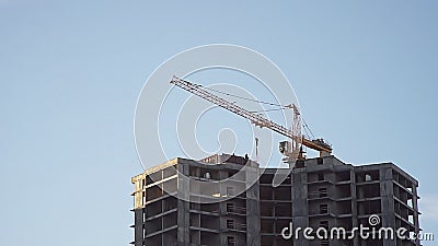 Work of a Tower Crane during the Construction of a Skyscraper Stock ...