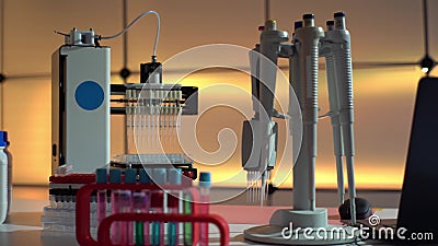 Workbench in Microbiological Lab with PCR Machine Stock Footage - Video ...