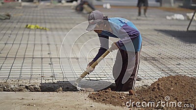Worker Making Foundation in Construction Site Stock Video - Video of ...