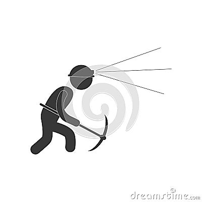 Worker Mining Pick Axe Helmet Light Figure Pictogram Royalty-Free ...