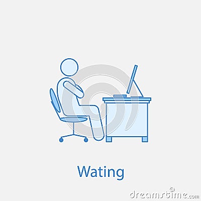Worker Is Waiting 2 Colored Line Icon. Simple Colored Element ...