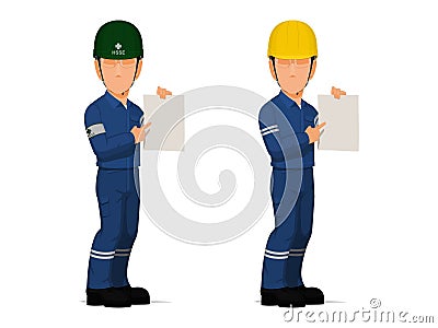 Workers Are Pointing To The Empty Paper On White Background Vector ...