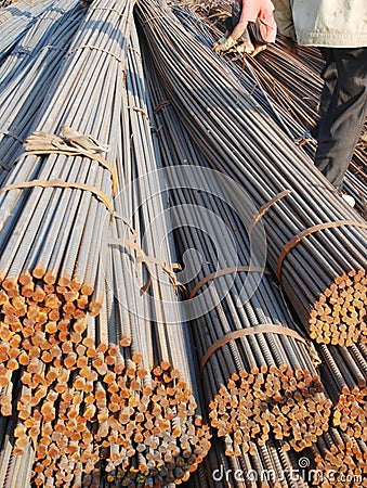 The Workers And Steel Bar Bundle Royalty Free Stock Photos - Image: 7538928