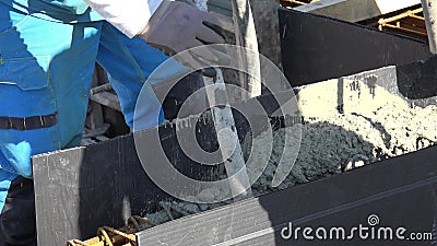 Workflow at the Construction Site, Concrete Team Work Pouring ...