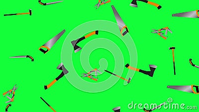Working Gardening Tools Elements Animation on Green Screen Chroma Key ...