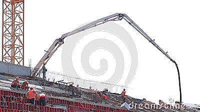 Working Process at a Construction Site. Workers Make a Reinforced ...