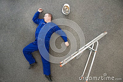 Workman Fallen Off Ladder Royalty Free Stock Images - Image: 22514919