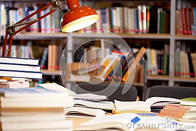 Workplace in library stock image. Image of indoor, library - 17345941