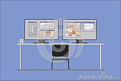Workplace Of Finance Analyst Cartoon Vector | CartoonDealer.com #67191119