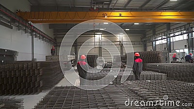 The Workshop for the Production of Reinforcing Mesh. a Lot of Rebar ...