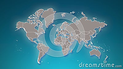 World Country Map with Zoom in Realistic Clouds Fly through. Camera ...