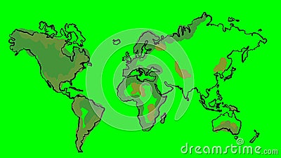 World Drawing Outline Map Green Screen Isolated Stock Video - Video of ...