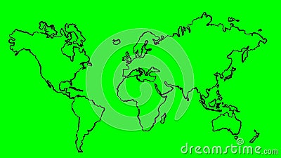 World Drawing Outline Map Green Screen Isolated Stock Video - Video of ...