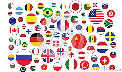 World Flags Pattern Symbol Texture Circle Cartoon Vector ...