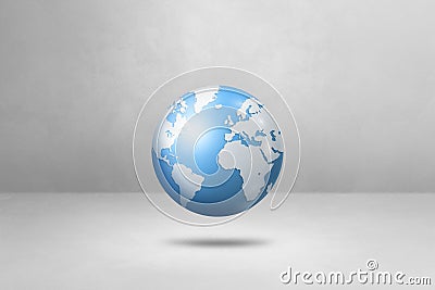 World Globe, Light Blue Earth Map, Isolated On White. Horizontal ...