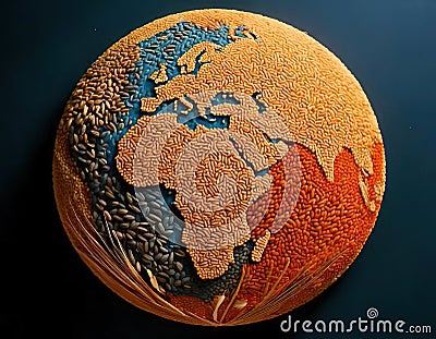World Grain Map.World Map Created With Various Seeds. Stock Photo ...