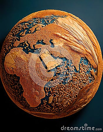 World Grain Map.World Map Created With Various Seeds. Stock Photo ...