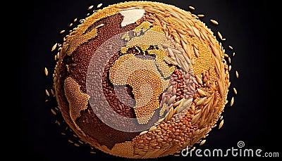 World Grain Map.World Map Created With Various Seeds. Stock Image ...