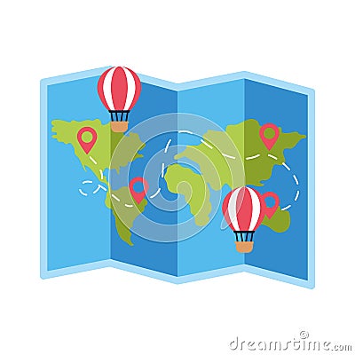 World Map With Air Balloons Vector Illustration | CartoonDealer.com ...