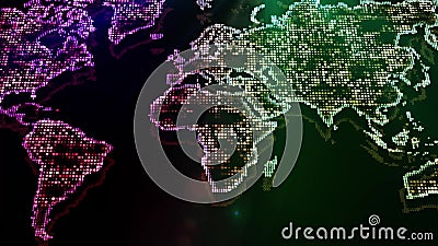 World Map. Animated World Map with Effects and Glowing Particles Stock ...