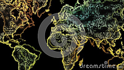 World Map. Animated World Map with Effects and Glowing Particles Stock ...
