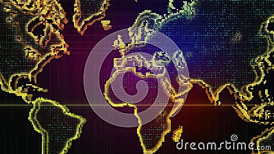 World Map. Animated World Map with Effects and Glowing Particles ...
