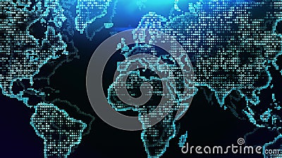 World Map. Animated World Map with Effects and Glowing Particles Stock ...