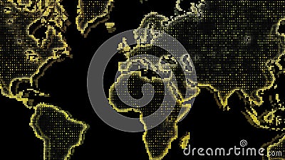 World Map. Animated World Map with Effects and Glowing Particles Stock ...