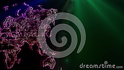 World Map. Animated World Map with Effects and Glowing Particles Stock ...