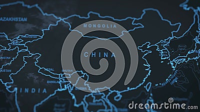 World Map Animation. Close Up of China Borders Stock Footage - Video of ...
