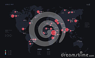 World Map Big Data Visualization. Abstract Data On Map. Global Activity ...