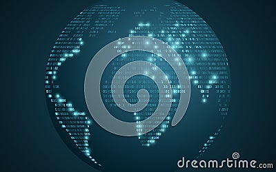 World Map From Binary Code. Abstract Planet Earth. Futuristic Background. Computer Programming ...