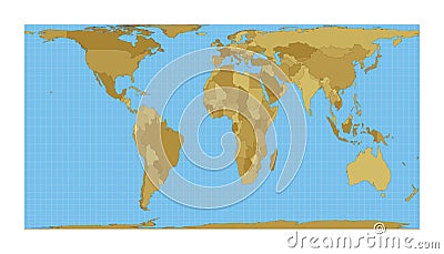 World Map. Cylindrical Equal-area Projection. Cartoon Vector ...