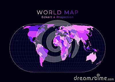 World Map. Eckert IV Projection. Vector Illustration | CartoonDealer ...