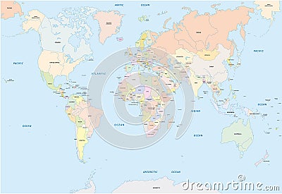 World Map In English Language Vector Illustration | CartoonDealer.com ...