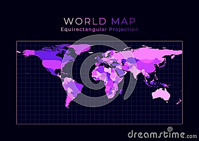 World Map. Equirectangular Plate Carree. Vector Illustration ...