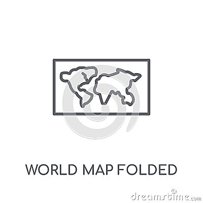 World Map Folded Linear Icon. Modern Outline World Map Folded Lo ...