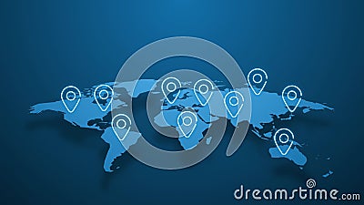 World Map with Highlighted Locations. Global Trade and Interconnected ...