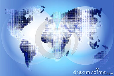 World Map Illustration On Blue Background, Geography. Continents And ...