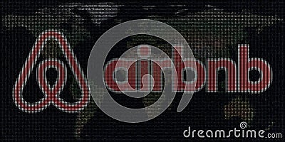 World Map And Logo Of AIRBNB Made With Dots. Editorial Illustration ...